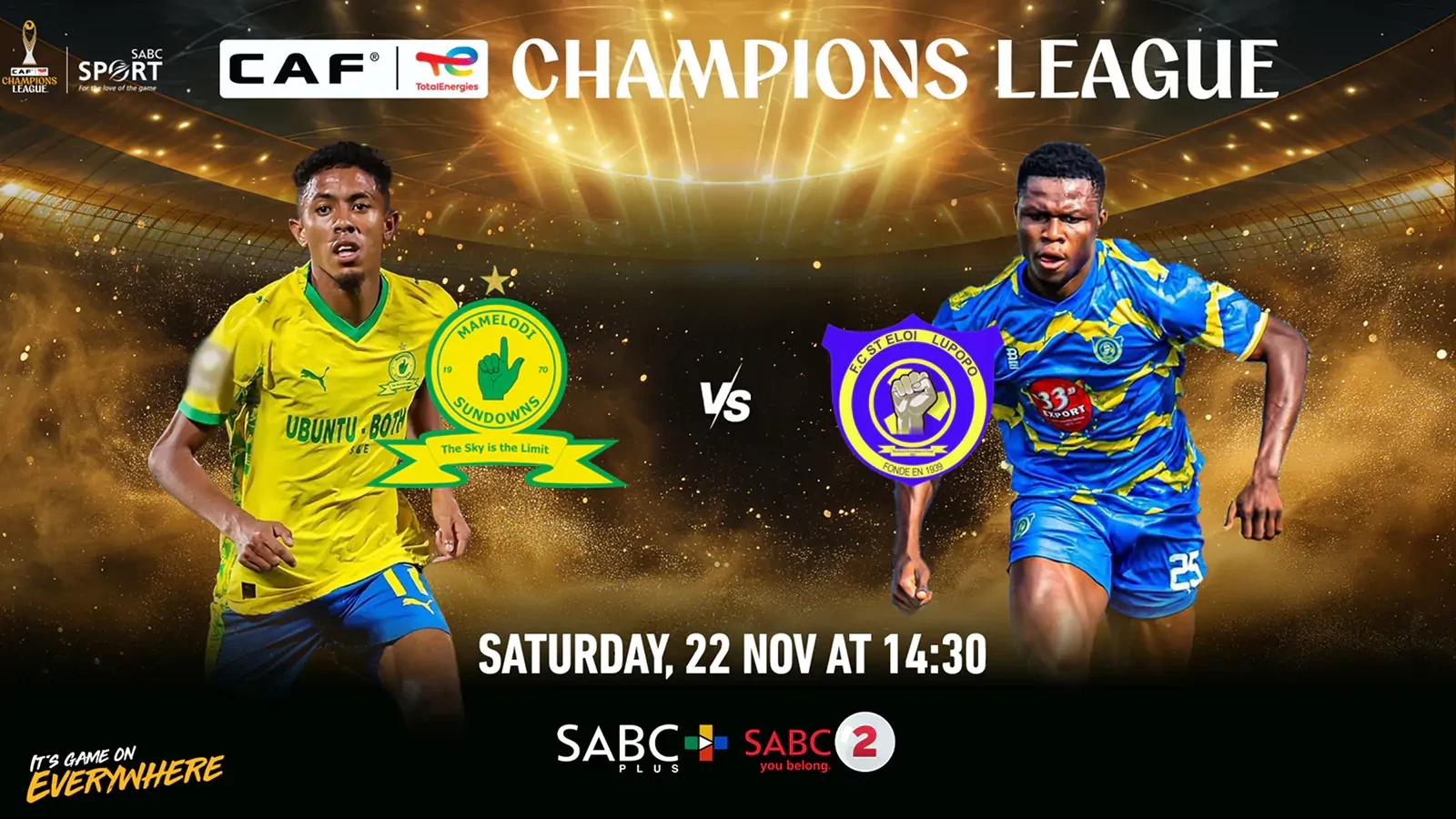 How can I watch Mamelodi Sundowns battle FC Saint-Eloi Lupopo in the CAF Champions League on ...